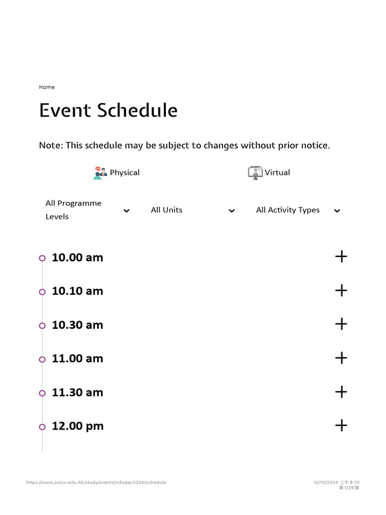 PolyU Information Day 2024 Event Schedule - PolyU Admissions | PDF ...