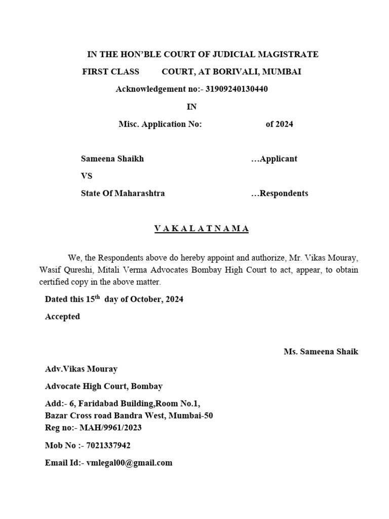 Sameena Return of Property Final | PDF | Affidavit | Justice