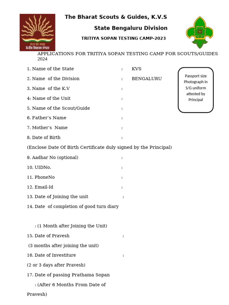 TSTC - Application Form, DOB & COH - 2024-1 | PDF | Outdoor Recreation | Outdoor Recreation ...