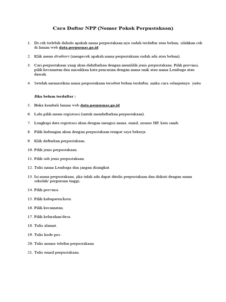 Cara Daftar NPP | PDF