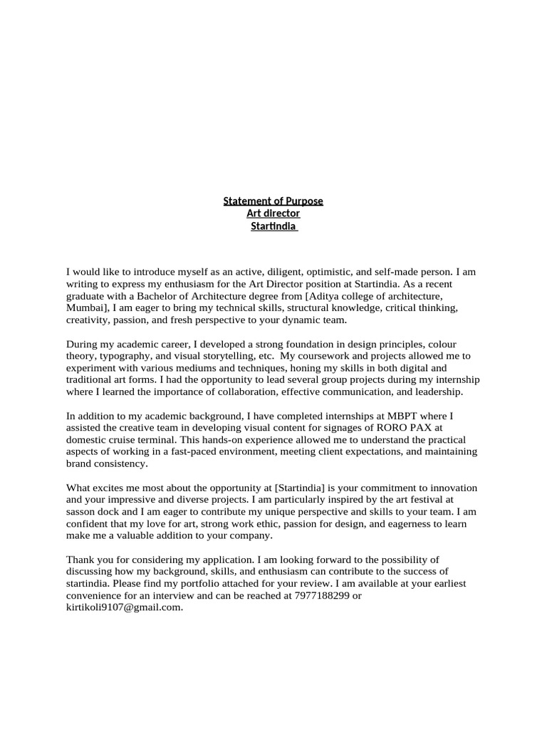 Statement of Purpose | PDF