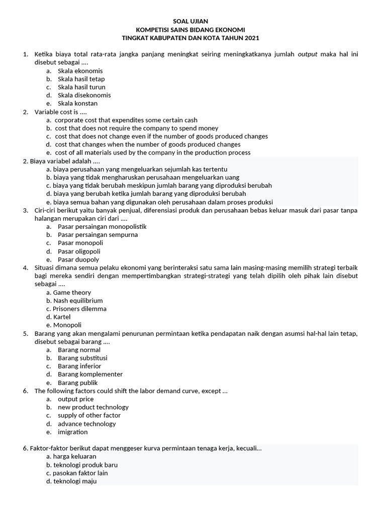 Soal KSN K Tahun 2021 | PDF