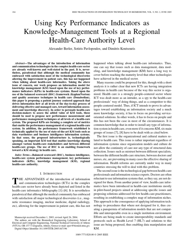 Using Key Performance Indicators As Knowledge-Management Tools at A ...