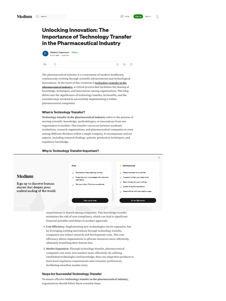 Importance of Technology Transfer in Pharma | PDF | Technology Transfer ...