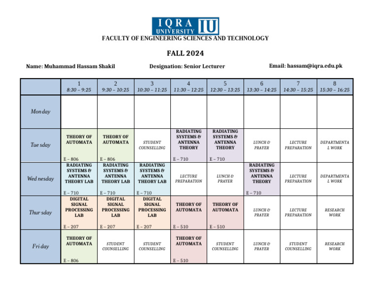 Timetable (FALL 24) | PDF | Waves | Information And Communications Technology
