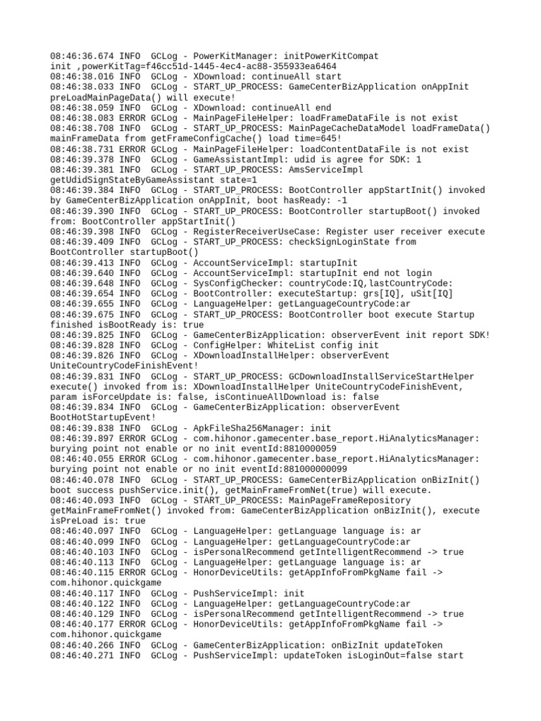 GameCenter Initialization Log Analysis | PDF | Computer Data | Telecommunications