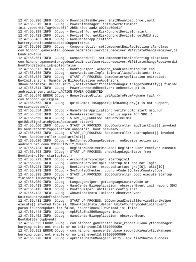 GameCenter Application Startup Log | PDF | Computing | Web Development