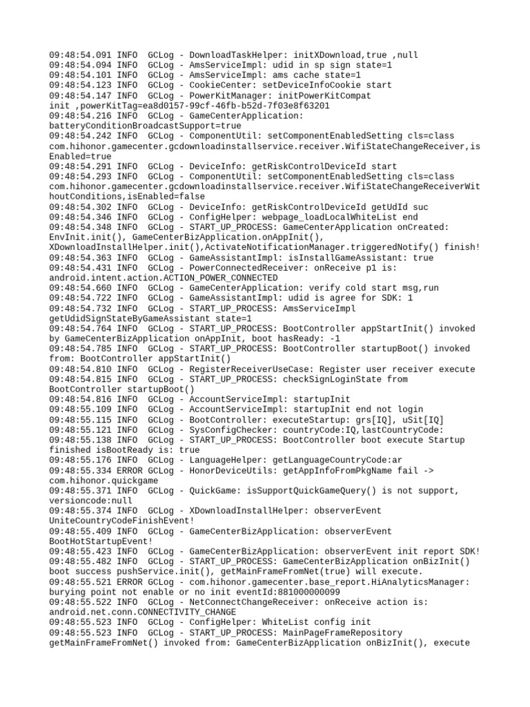 GameCenter Application Startup Logs | PDF | Internet Standards | Internet