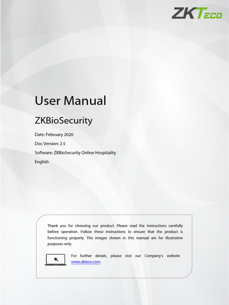 User Manual ZKBioSecurity Online Hospitality | PDF | Elevator | Access Control