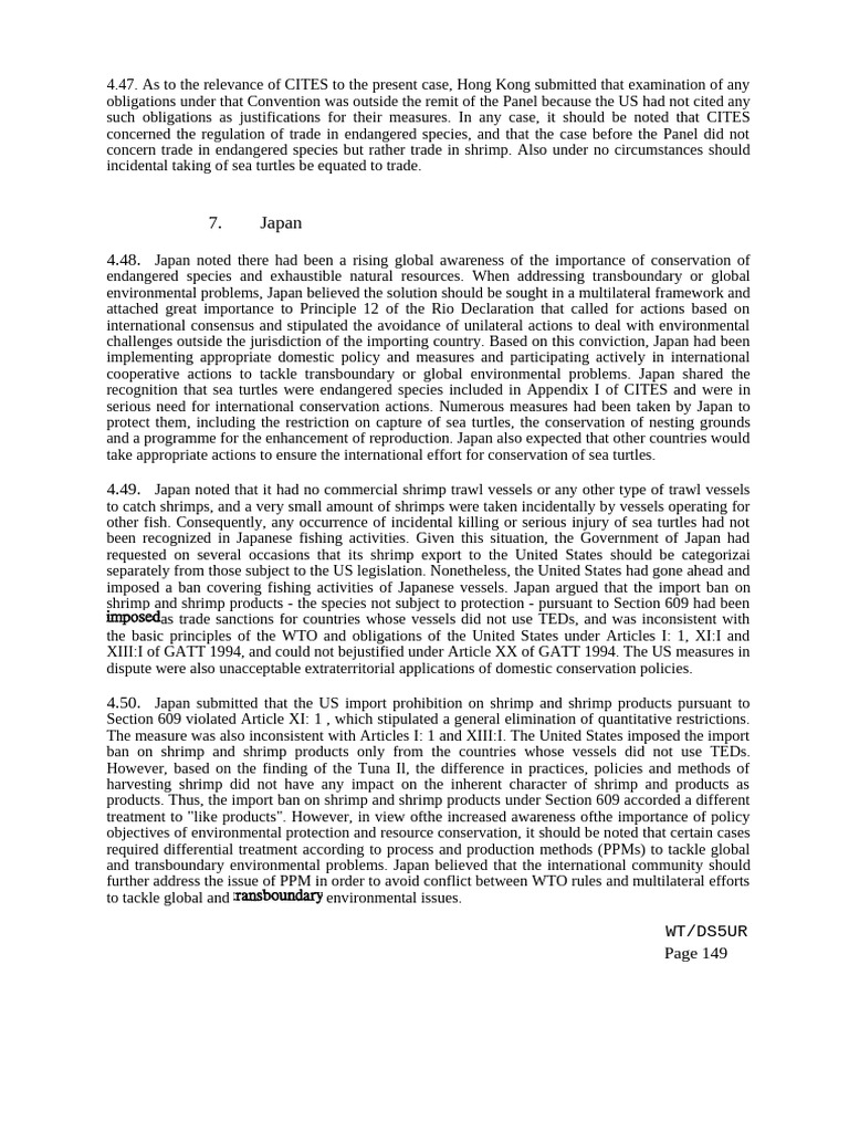 CASE US-SHRIMP (1)-pages-4 | PDF | World Trade Organization | General Agreement On Tariffs And Trade