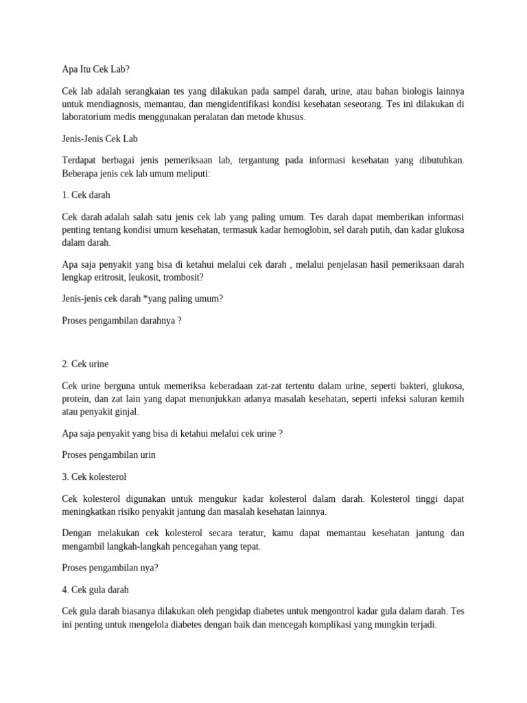 Apa Itu Cek Lab | PDF | Pengembangan Diri