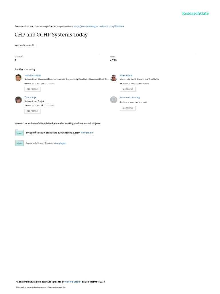 CHP and CCHP Systems Today | PDF | Cogeneration | Power Station