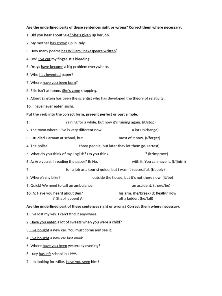 Present Perfect Grammarway | PDF