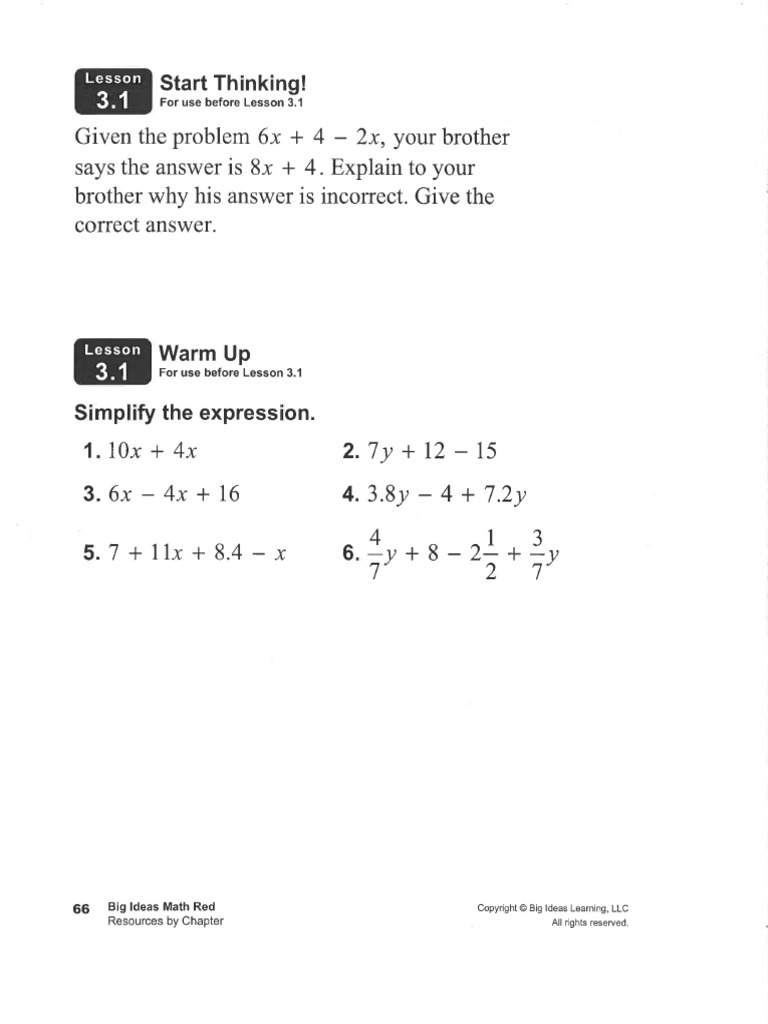 Math 7 Ch3 BI Worksheets | PDF