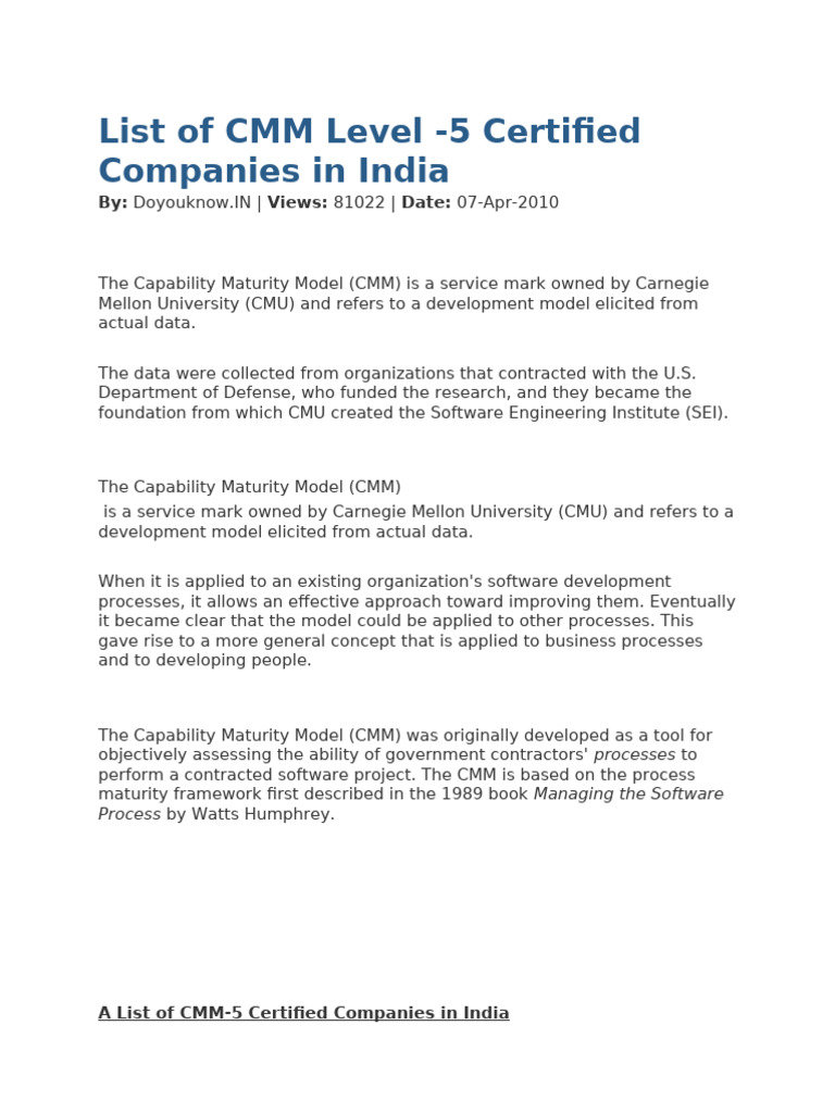 cmmi-level-5-companies-list | PDF | Information Technology | Systems ...