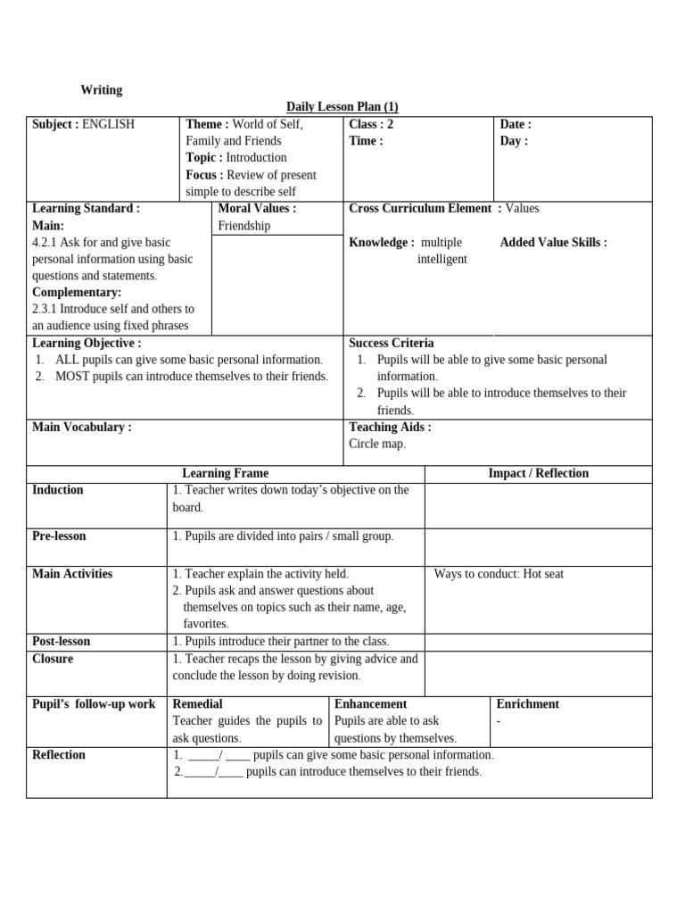 RPH UNIT 5 (Full) | PDF | Lesson Plan | Teachers
