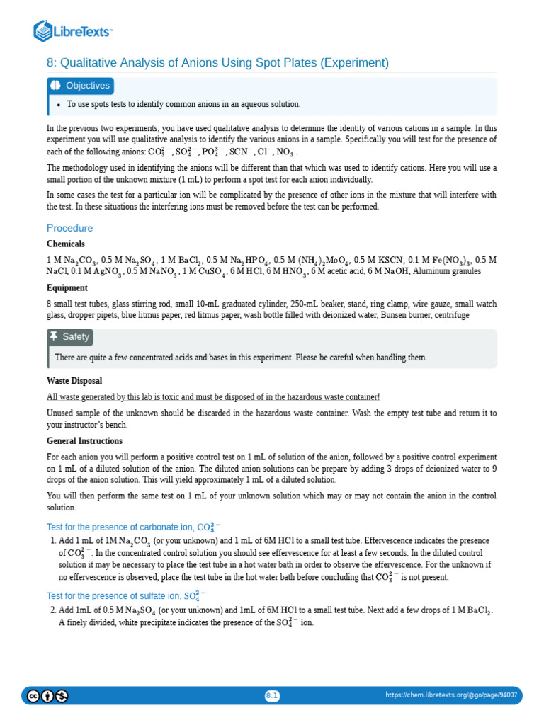 Anion Spot Test Qualitative Analysis | PDF | Precipitation (Chemistry ...