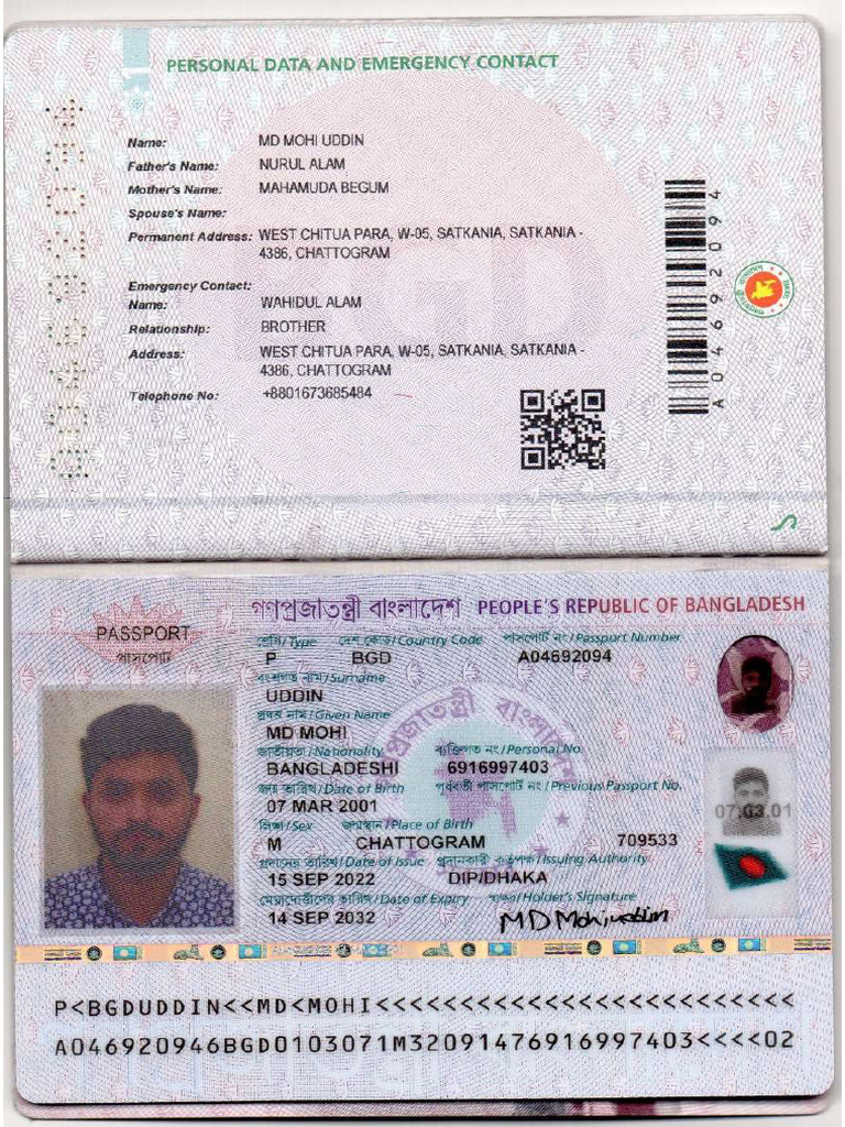 Mohi Uddin Passport | PDF