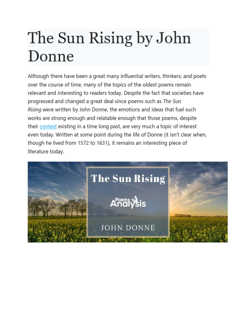 The Sun Rising by John Donne | PDF