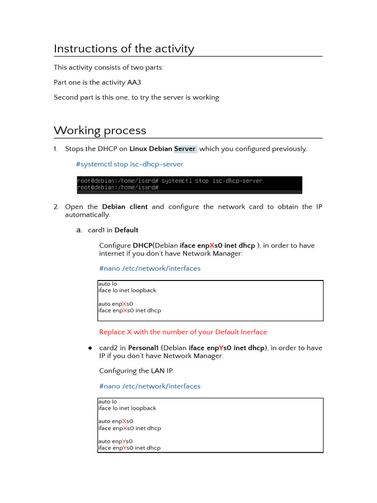 Còpia de M7 - U1N1 - A4 DHCP Linux Client | PDF | Ip Address | Computer Science
