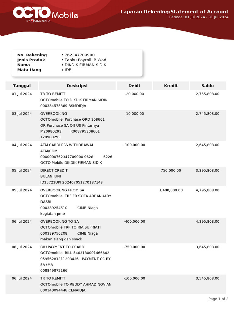 CASA_Statement_Jul2024_25072024114121.pdf | PDF | Service Industries | Money