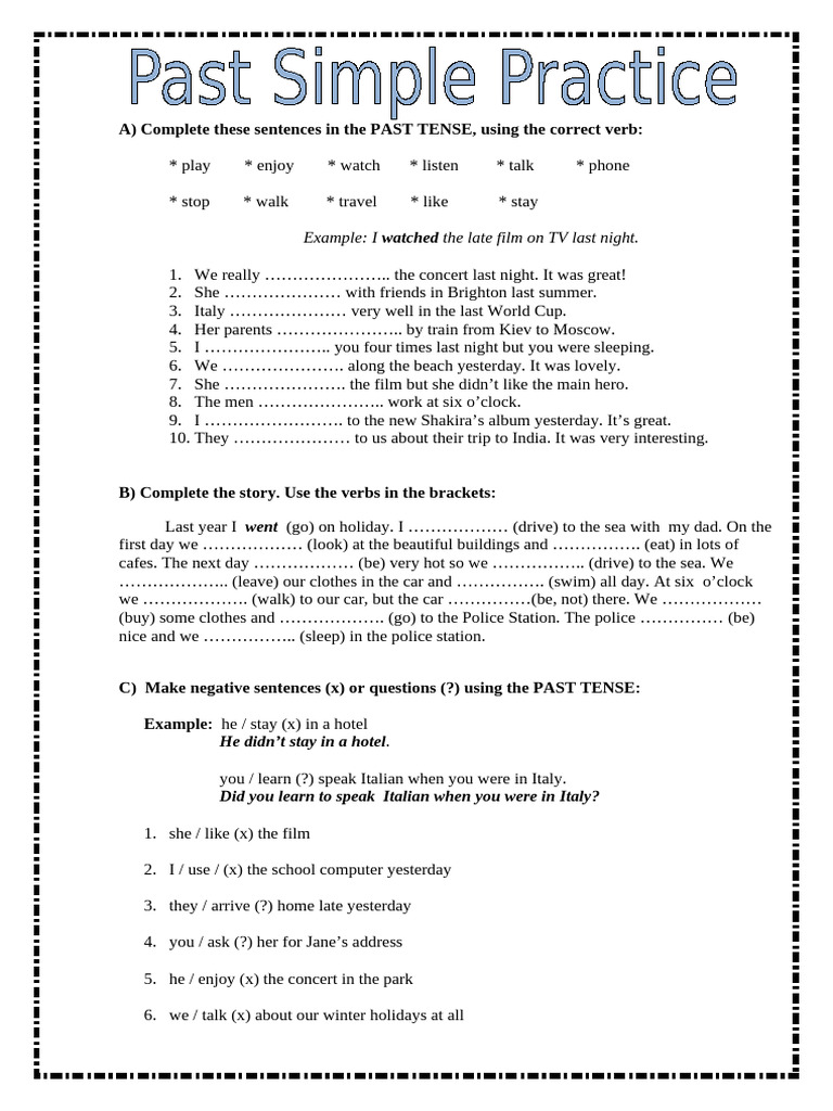 Past Tense Practice[1] | PDF