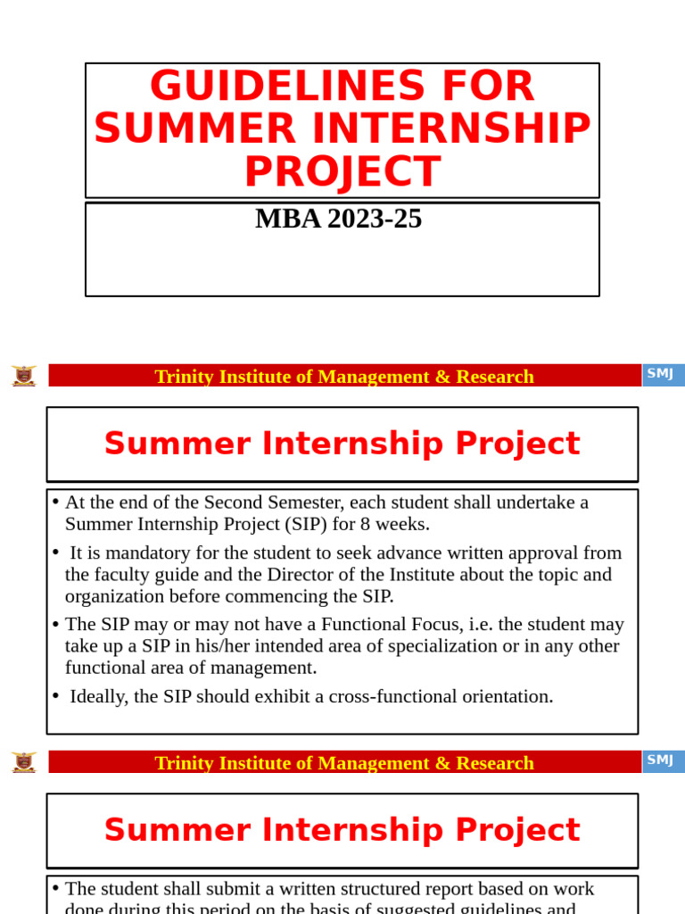 Guidelines For Summer Internship Project | PDF | Thesis | Methodology