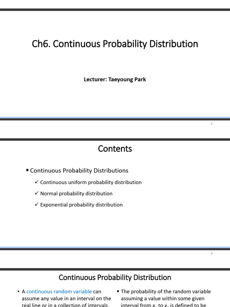 Ch6 - Continuous Probability Distribution | PDF | Probability ...