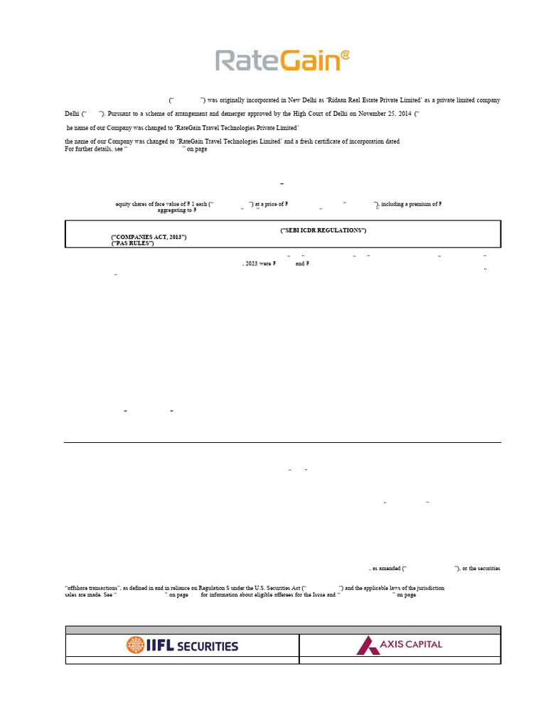 RateGain Placement Document | PDF | Securities (Finance) | Stocks