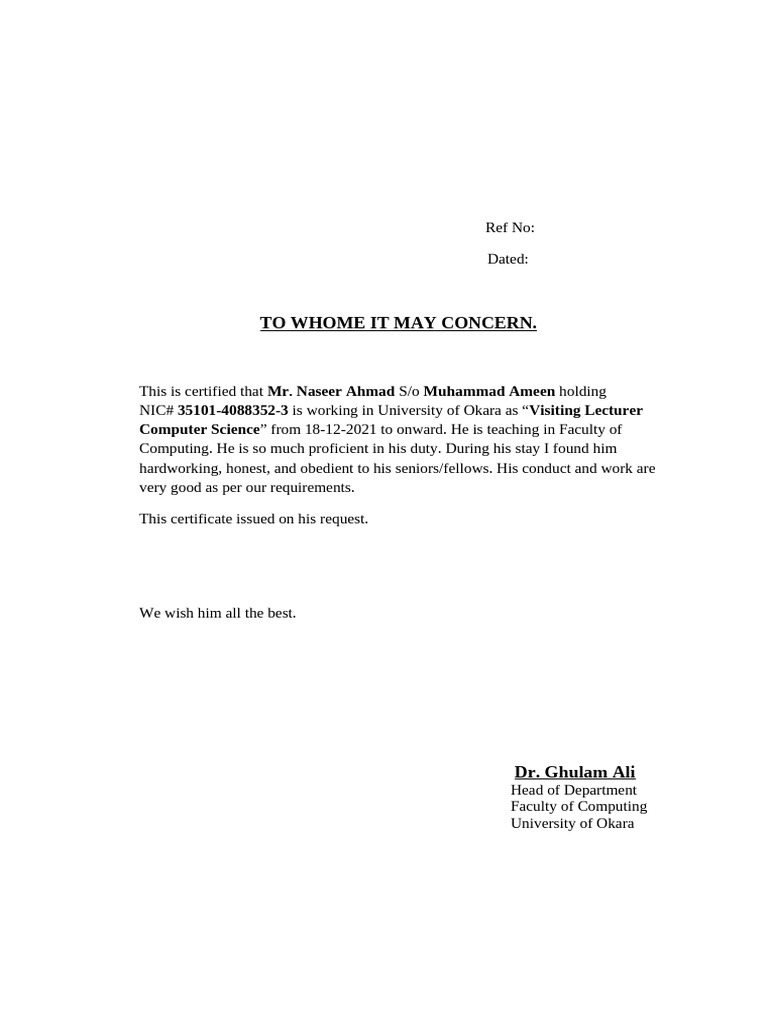 Experience Letter | PDF