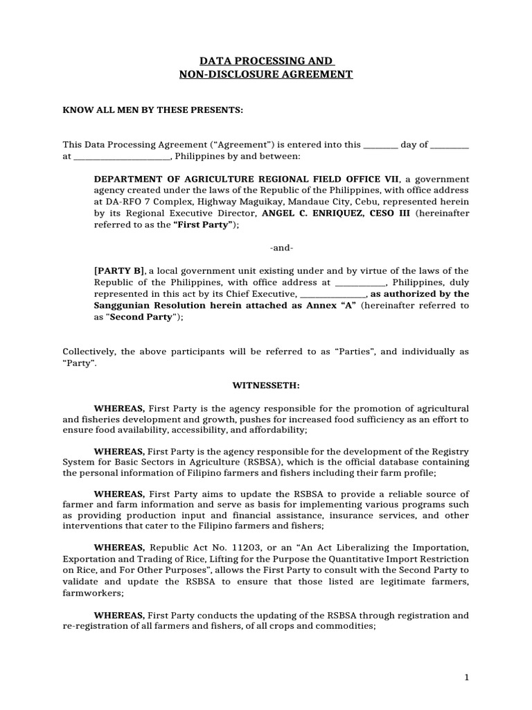 TEMPLATE-Data-Processing-and-NDA-for-LGU-Access-FINAL | PDF | Privacy ...