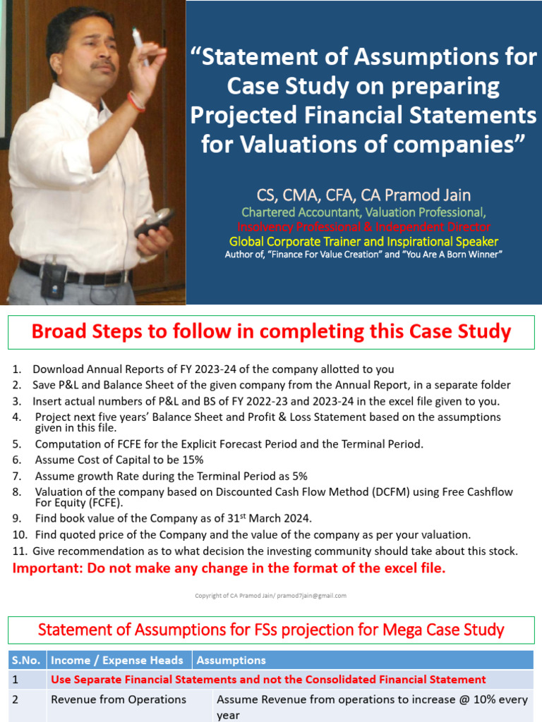 Assumptions For Case & Valuation | PDF | Valuation (Finance) | Income Statement
