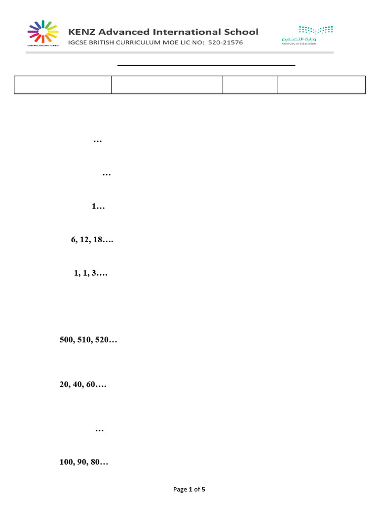 Grade 3A Mathematics Revision Worksheet | PDF