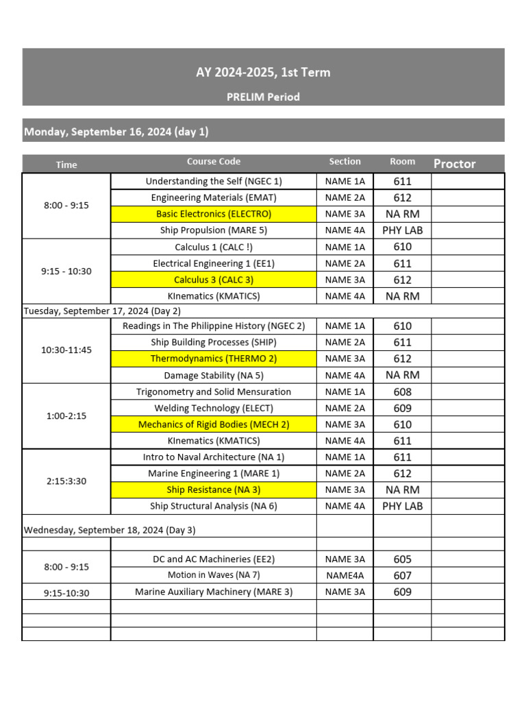 REVISED Prelim Schedule 1st Term AY 2024 2025 | PDF | Technology ...