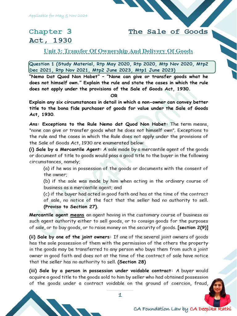 Chapter 3 SOGA (Unit 3) | PDF | Sales | Common Law