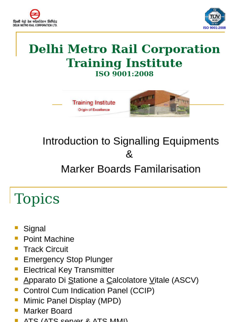 Introduction To Signalling Equipments & Marker Boards Familarisation ...