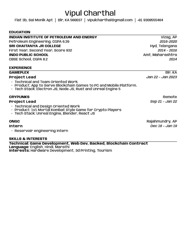 Resume Template I (With Bullet Points) | PDF