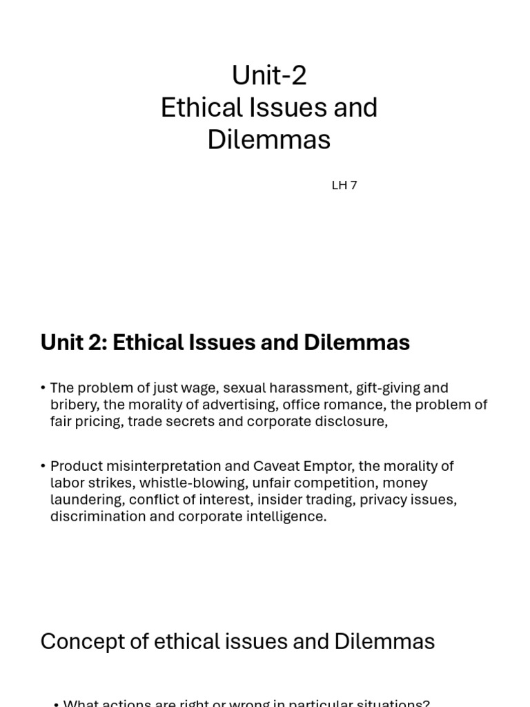 Unit 2 Ethical Issues and Dilemmas - 1 | PDF | Price Discrimination ...