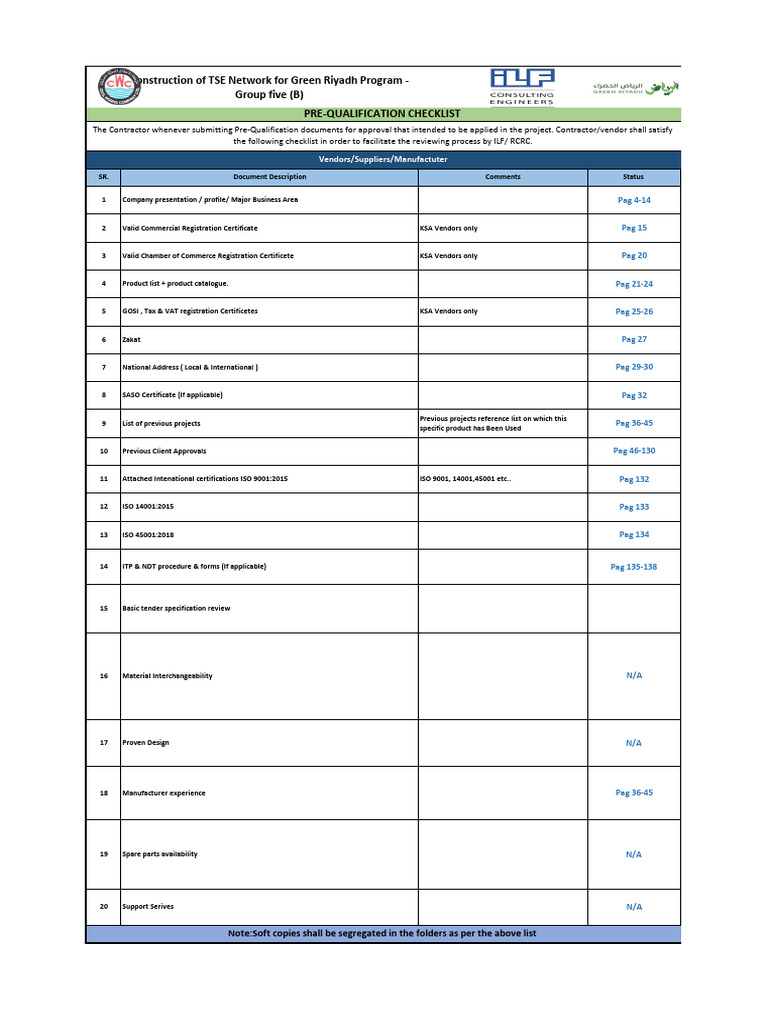 Pre-qualification CHECKLIST 1 | PDF