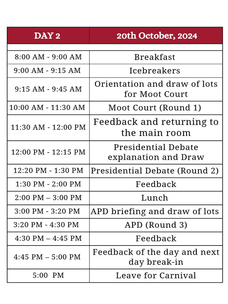 Debating Challenge Itinerary MU20 | PDF