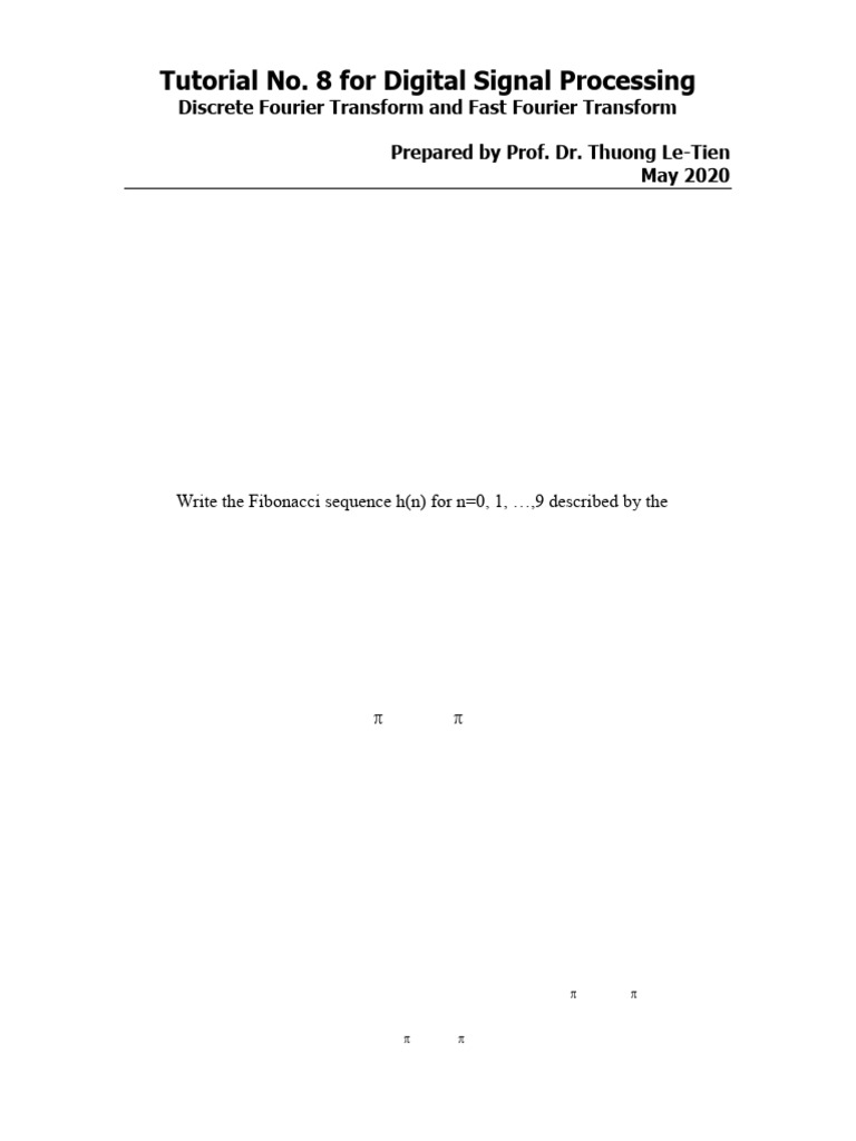 DFT and FFT Tutorial for DSP | PDF | Discrete Fourier Transform | Fast ...