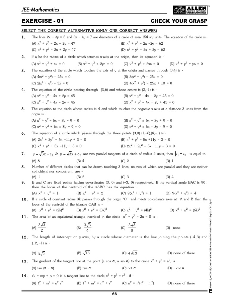 Allen Circles Exercise | PDF | Circle | Trigonometry