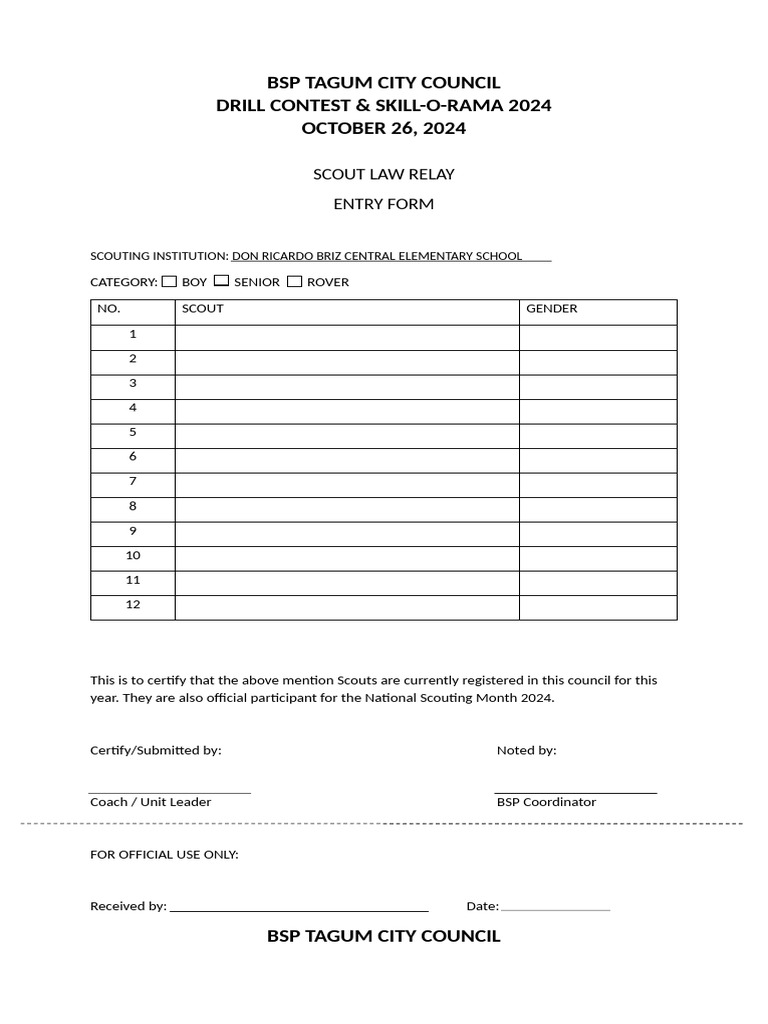 CONTEST-ENTRY-FORMS | PDF | Scouting | Youth Movements