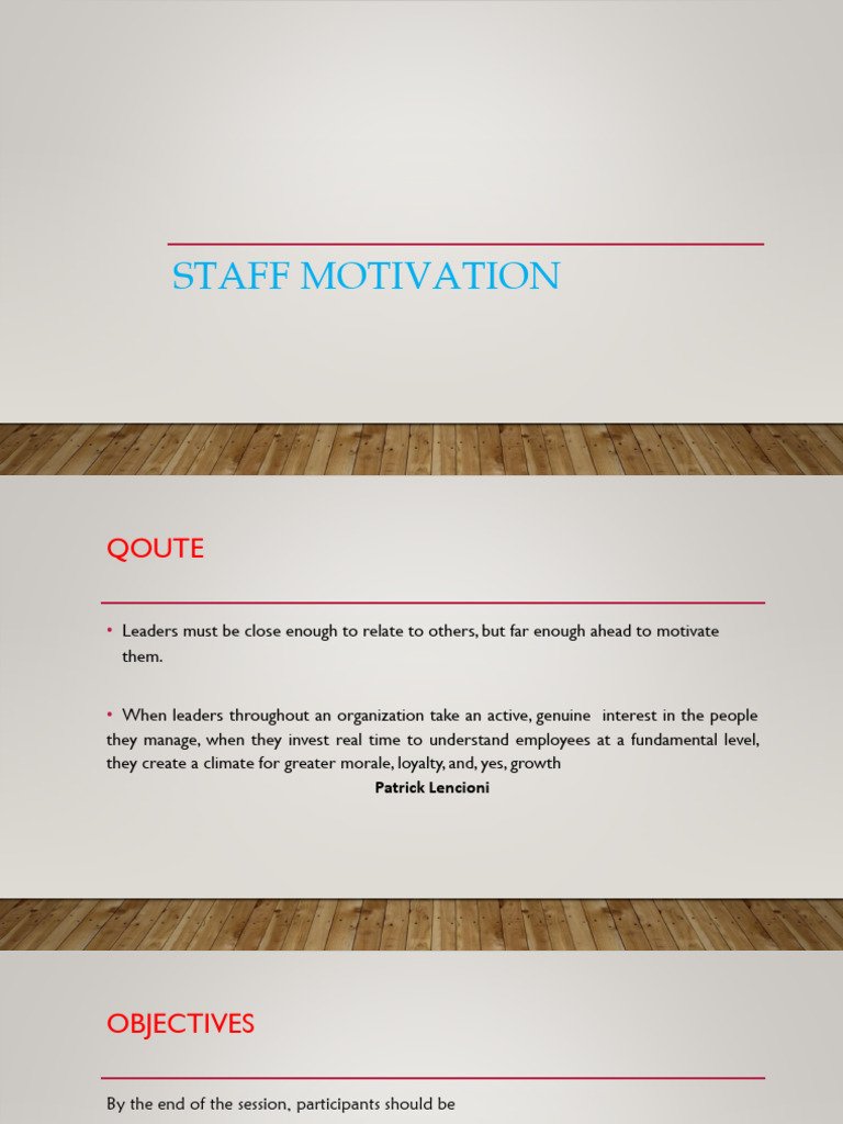 Staff Motivation. | PDF | Motivational | Motivation