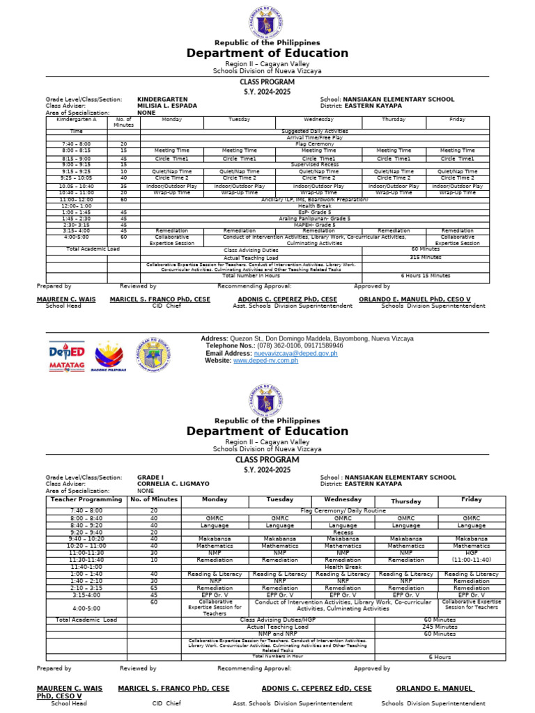 Class Program Nansiakan ES Final | PDF | Philippines | Social Institutions