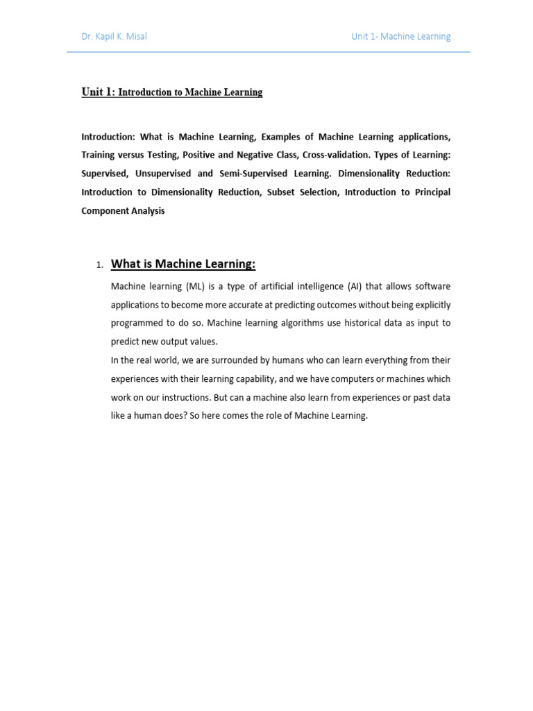 Machine Learning | PDF | Machine Learning | Principal Component Analysis