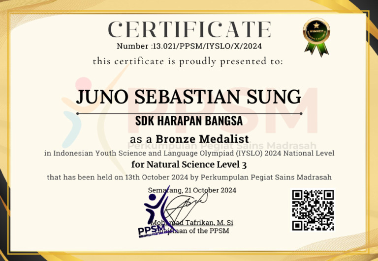 JUNO SEBASTIAN SUNG - Certificate | PDF
