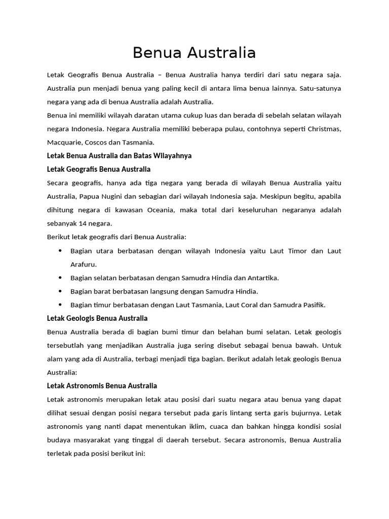 Batas Wilayah dan Letak Australia | PDF