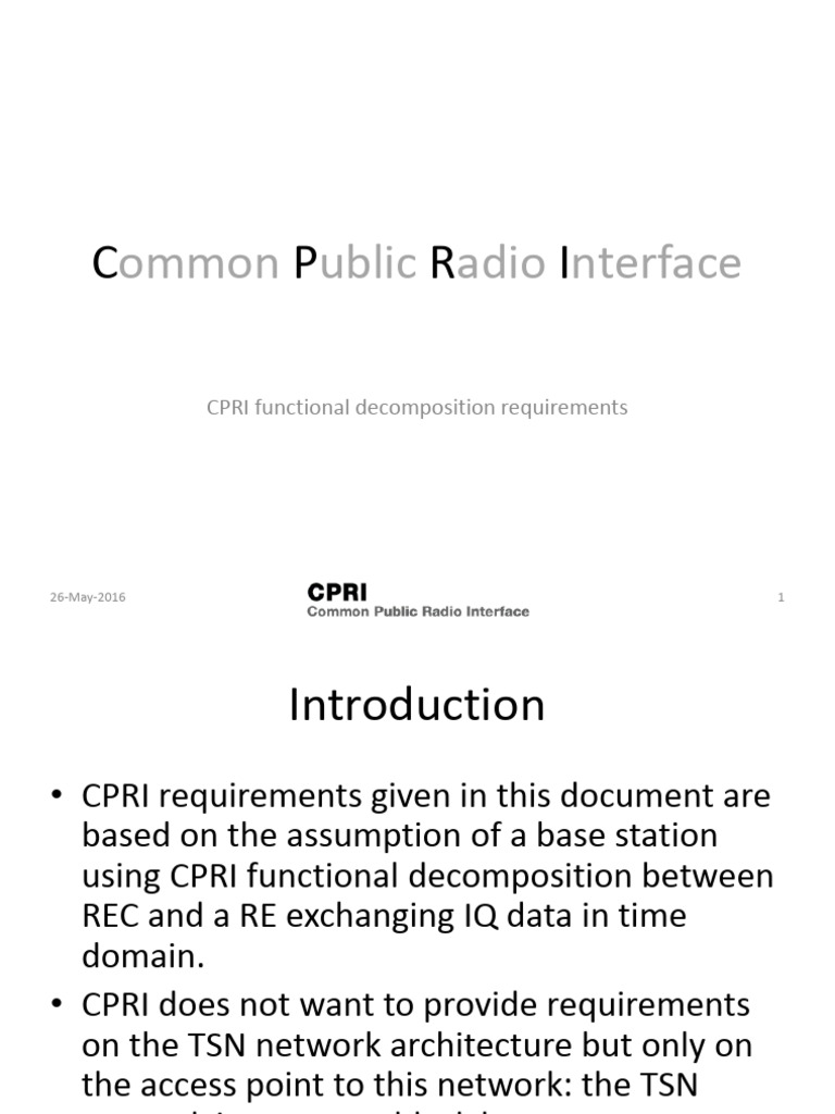 CM CPRI Functional Decomposition Requirements 0516 v01 | PDF | Data Transmission | Computer ...