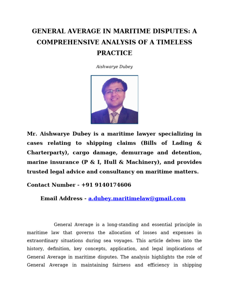General Average in Maritime Law Explained | PDF | Admiralty Law